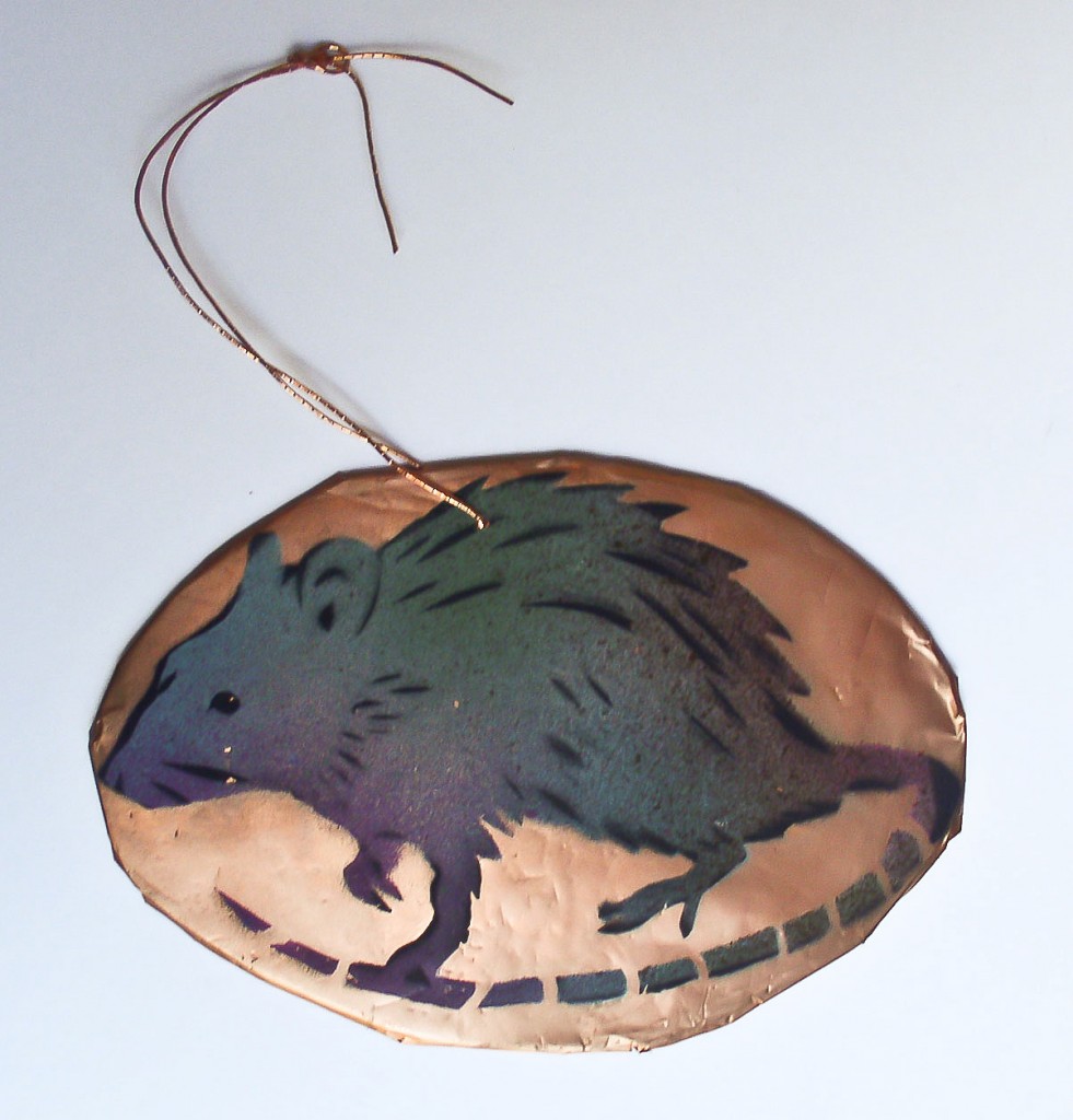 Gallery 98 | Christy Rupp, “Rat” Spray Stencil Tree Ornament, c. 1980-83