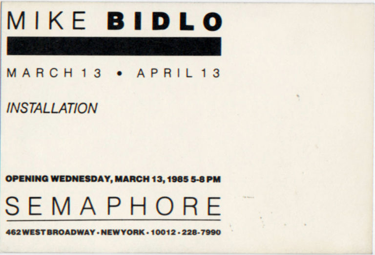 Gallery 98 | Mike Bidlo, Brancusi, Semaphore, Card, 1985