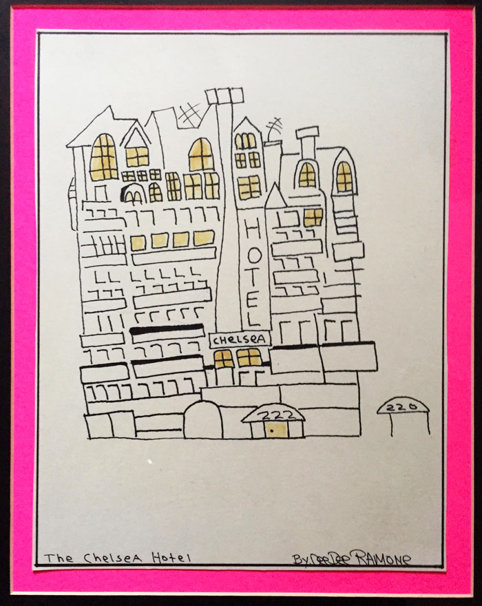 Gallery 98 | Chelsea Hotel Ink Drawing by Dee Dee Ramone