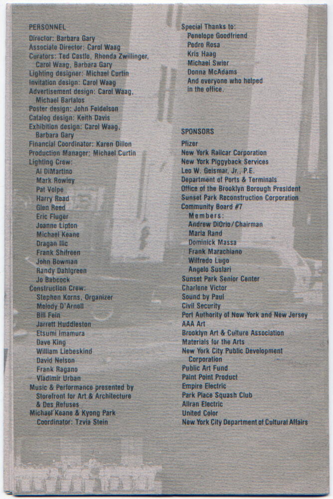 Gallery 98 | Brooklyn Army Terminal, Frederick Ted Castle, Linus Coraggio, Exhibition Brochure, 1983