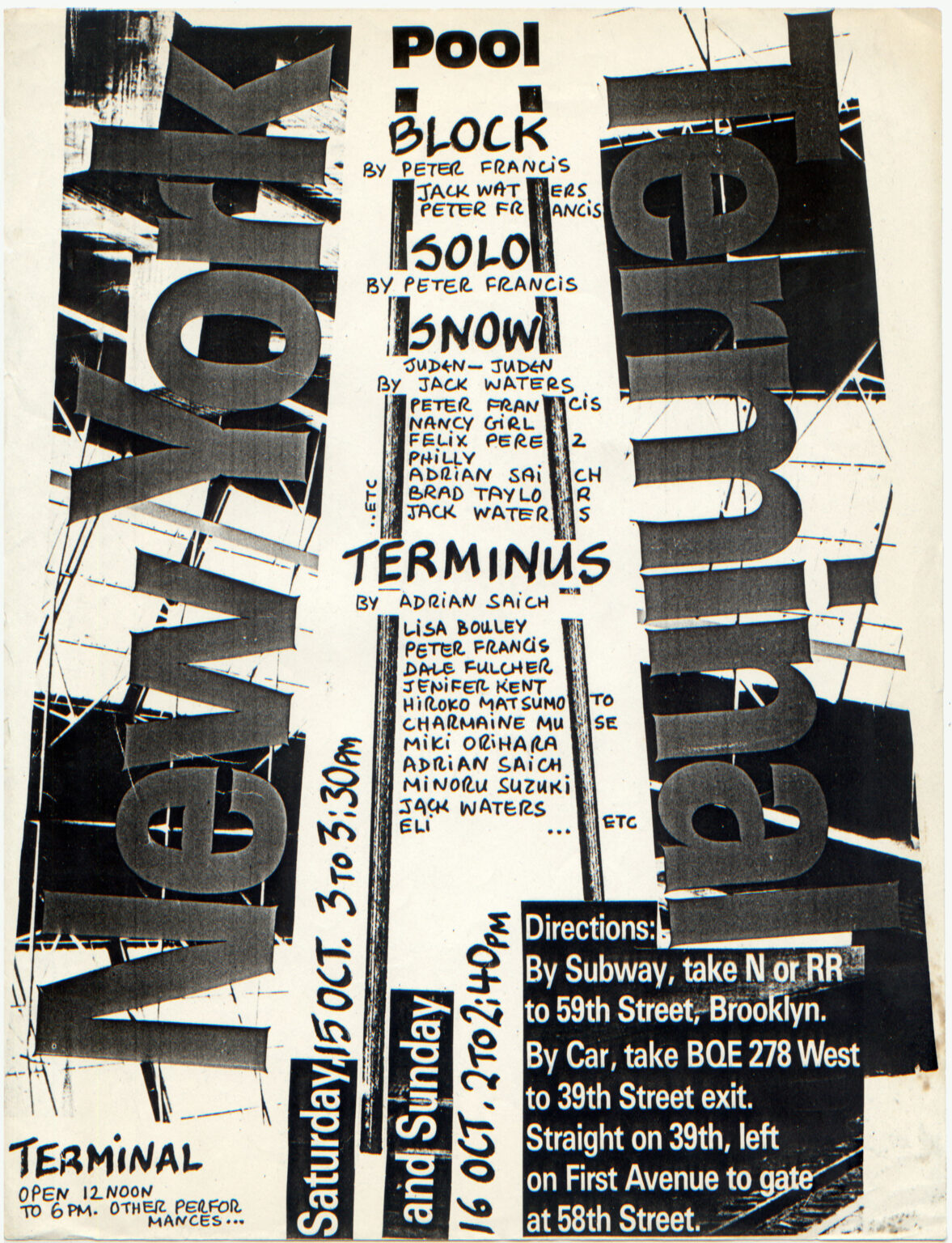 Gallery 98 | Flyer for performances at Terminal New York, 1983