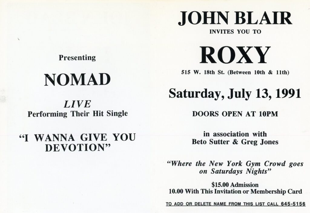 Gallery 98 | Roxy, John Blair Presents NOMAD, Card, 1991
