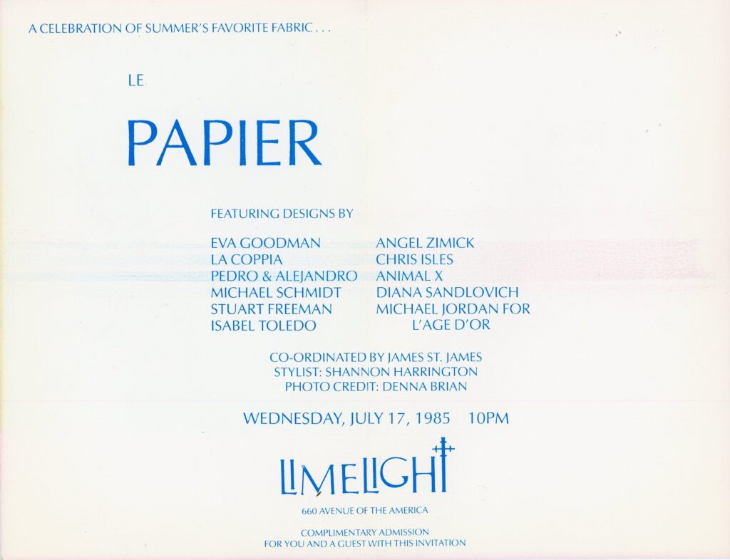 Gallery 98 | Limelight, Le Papier, Folded Card, 1985