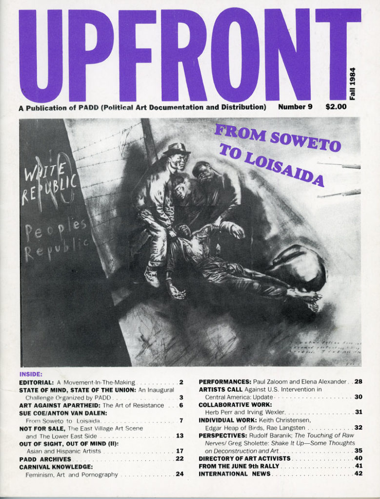 Gallery 98 | Sue Coe, Anton van Dalen, Lucy Lippard, Upfront Magazine ...