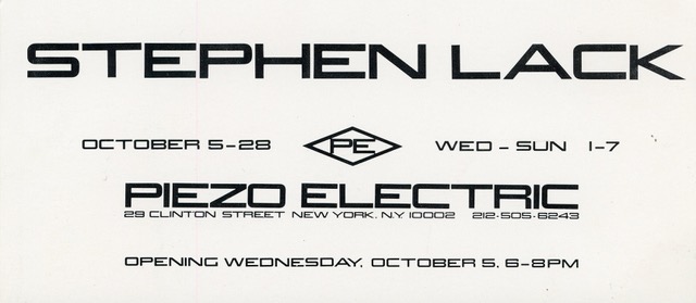 Gallery 98 | Piezo Electric, Stephen Lack, Card, 1983