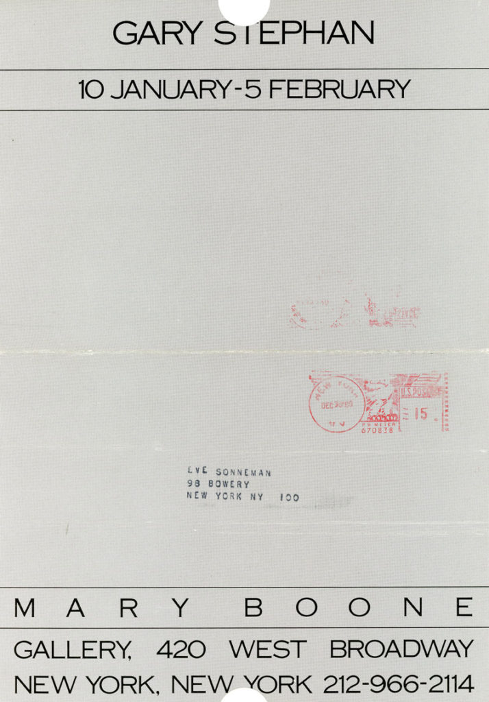 Gallery 98 | Mary Boone Gallery, Gary Stephan, Folded Card, 1981