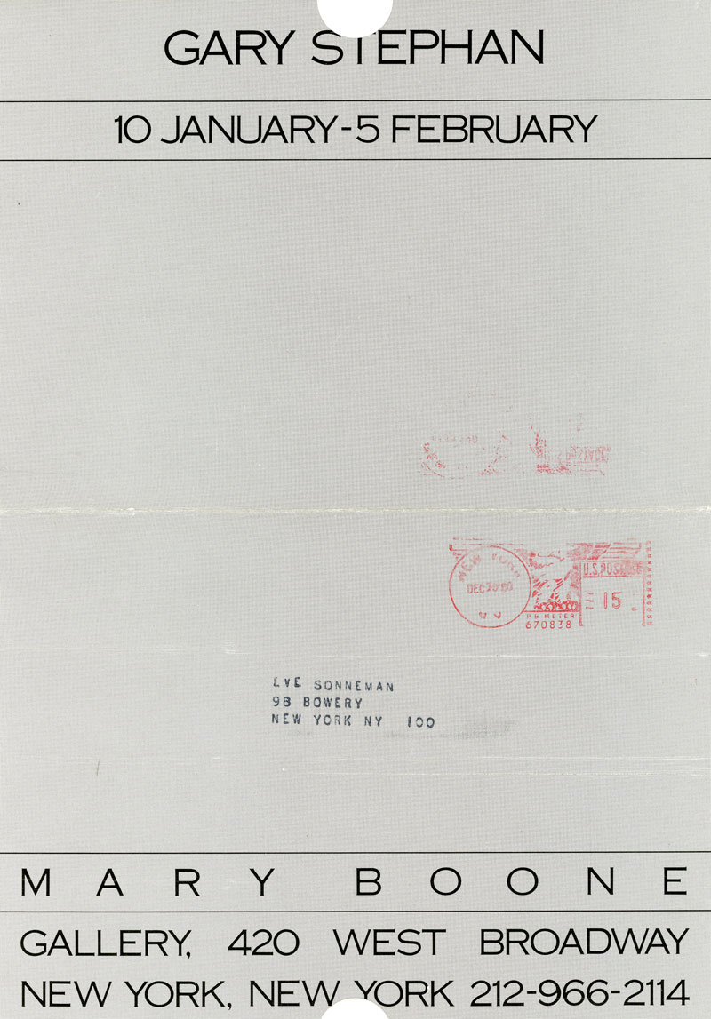 Gallery 98 | Gary Stephan, Mary Boone Gallery, Folded Card, 1981