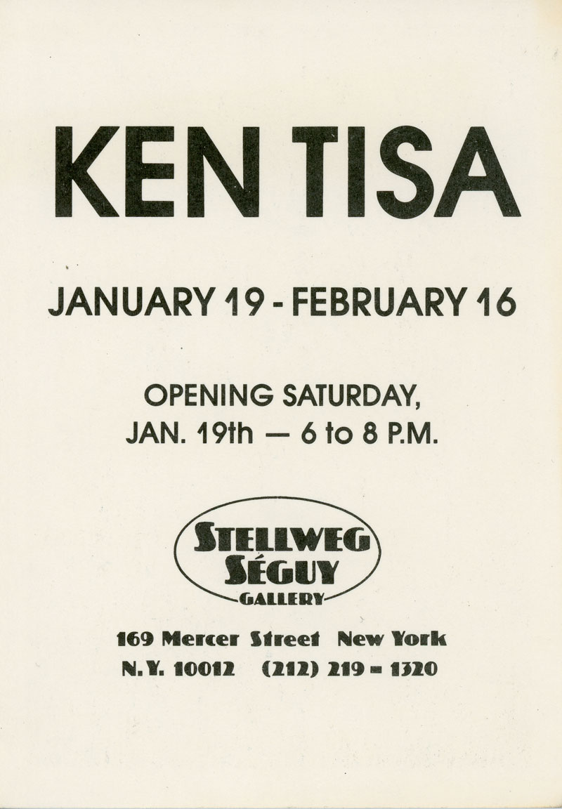 Gallery 98 | Stellweg Séguy Gallery, Ken Tisa, Card, 1988