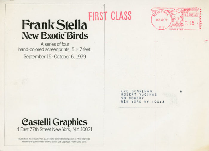 Gallery 98 | Castelli Graphics, Frank Stella, New Exotic Birds, Card, 1979