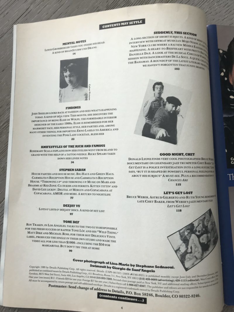 Gallery 98 | DETAILS Magazine, Vol. 7 No. 11, 1989/05 (May), Bruce ...