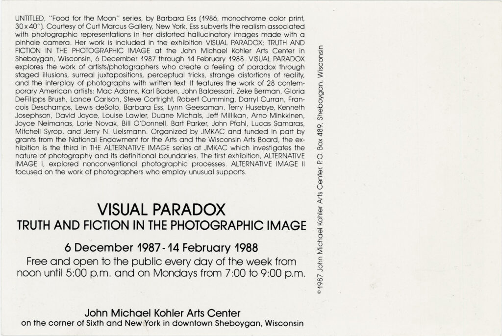 Gallery 98 | Barbara Ess, Visual Paradox, John Michael Kohler Arts ...