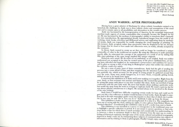 Gallery 98 | Andy Warhol, Genesis of an Installation, Gerard Malanga ...