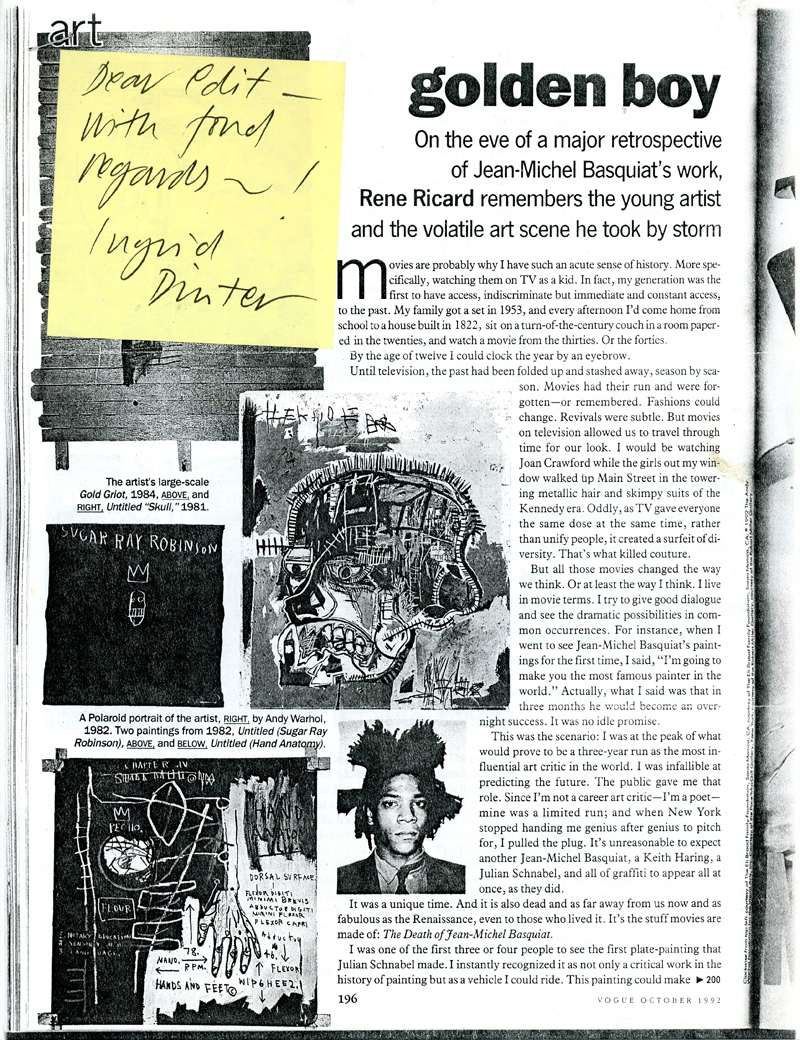 Gallery 98 | Jean-Michel Basquiat, Vrej Baghoomian Gallery, Catalogue, 1989