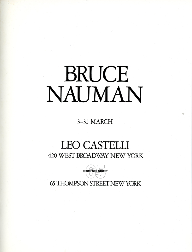 Gallery 98 | Bruce Nauman, Large Folded Card, Leo Castelli Gallery, 1990