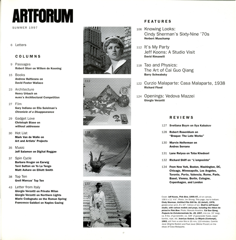 Gallery 98 | Jeff Koons, Cindy Sherman, Artforum, Full Magazine, Summer ...