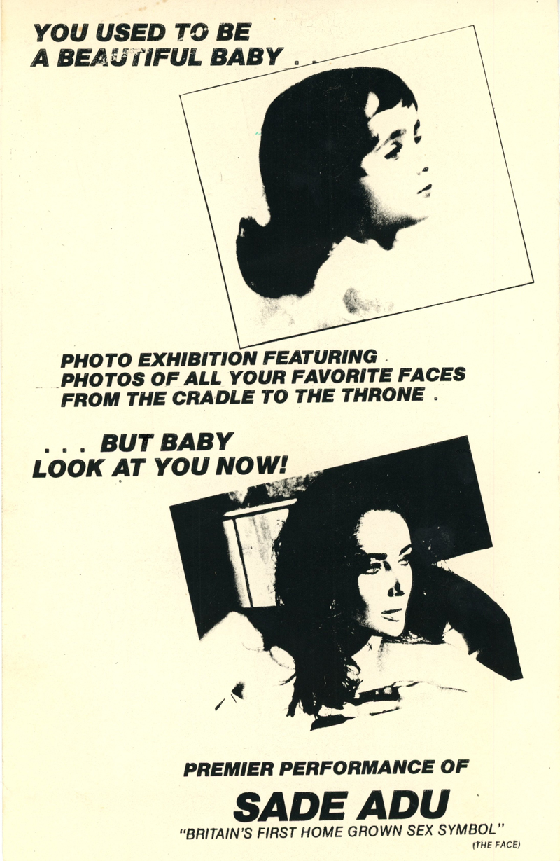 Gallery 98 | Danceteria, Sade Adu, Folded Card, 1983
