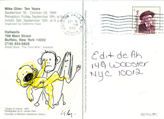 Gallery 98 | Mike Glier, Card, Hallwalls Gallery, 1988