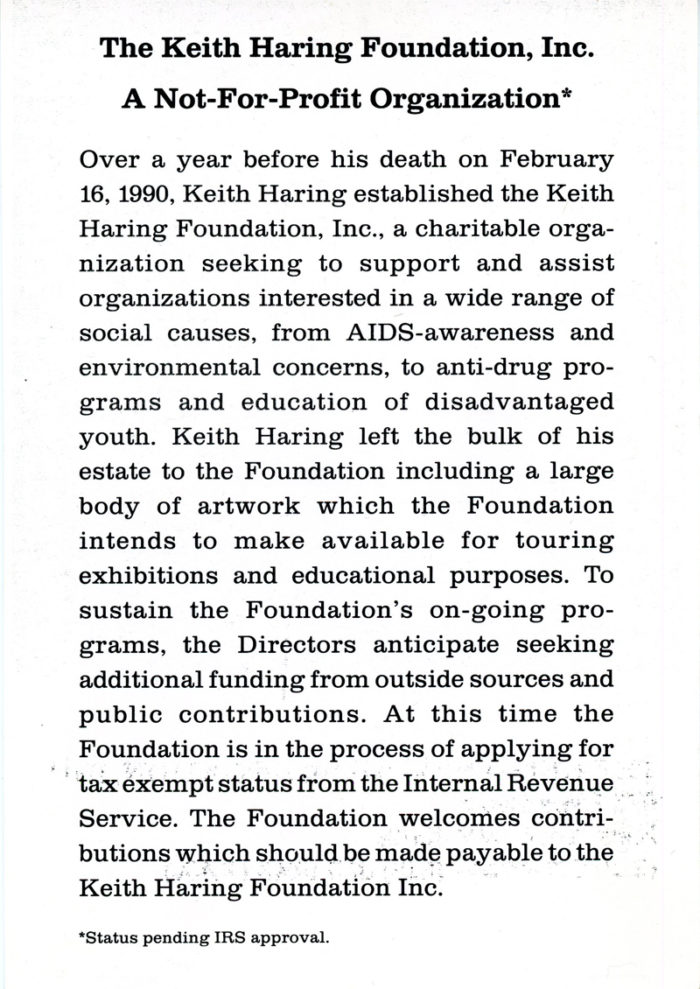 Gallery 98 | Keith Haring Foundation Inc., Card, c. 1990