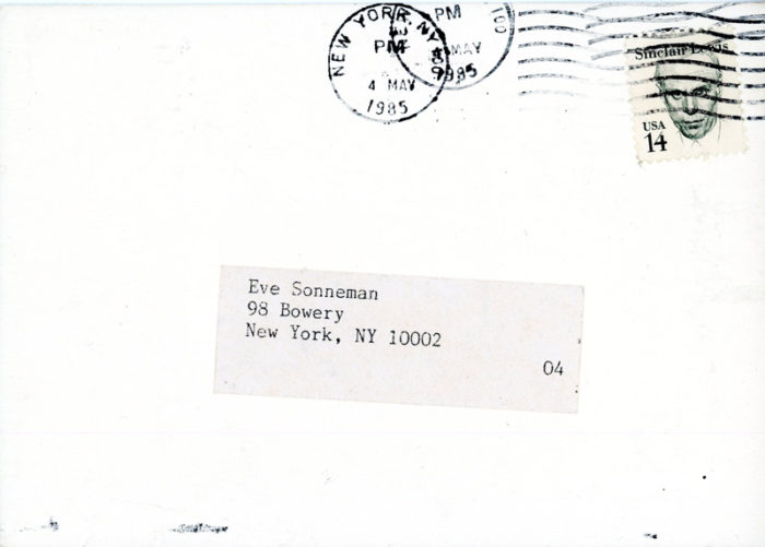 Gallery 98 | Barbara Ess, Card, Cable Gallery, 1985