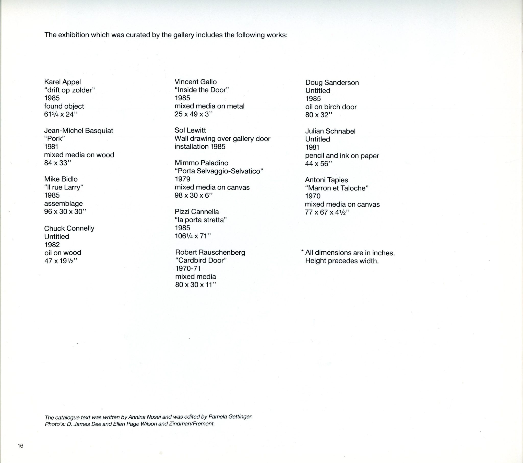 Gallery 98 | Group Show with Basquiat, The Door, 16 Page Catalogue ...