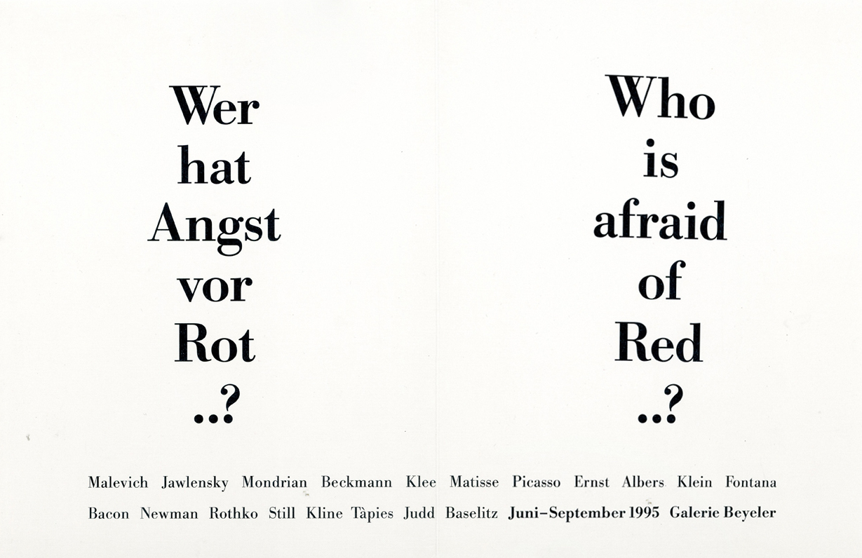 Gallery 98 | Who is Afraid of Red..?, Group Show with Fontana, Rothko ...