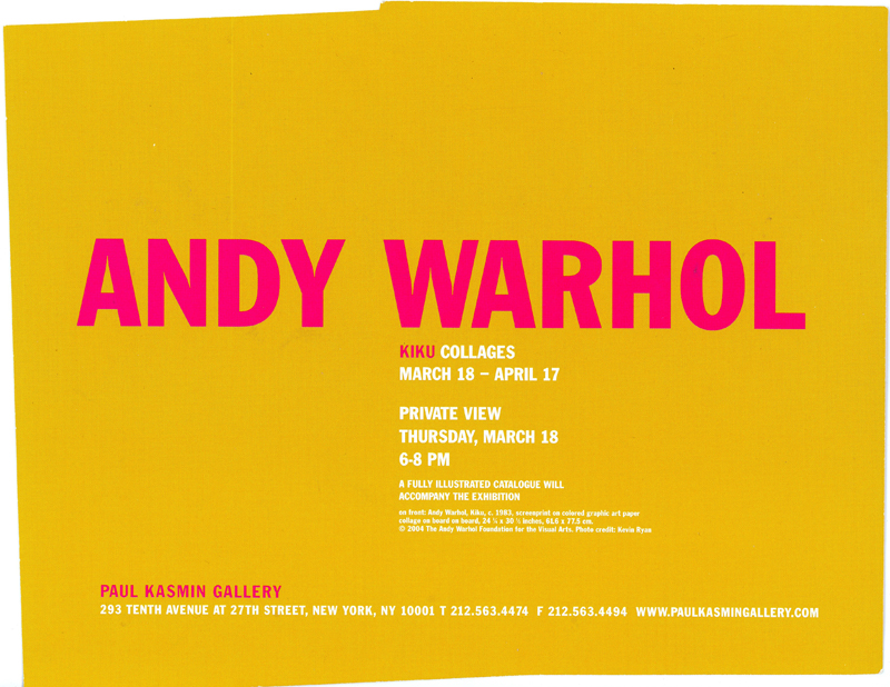 Gallery 98 | Andy Warhol, “Kiku” (1983), Card for the Exhibition Kiku ...