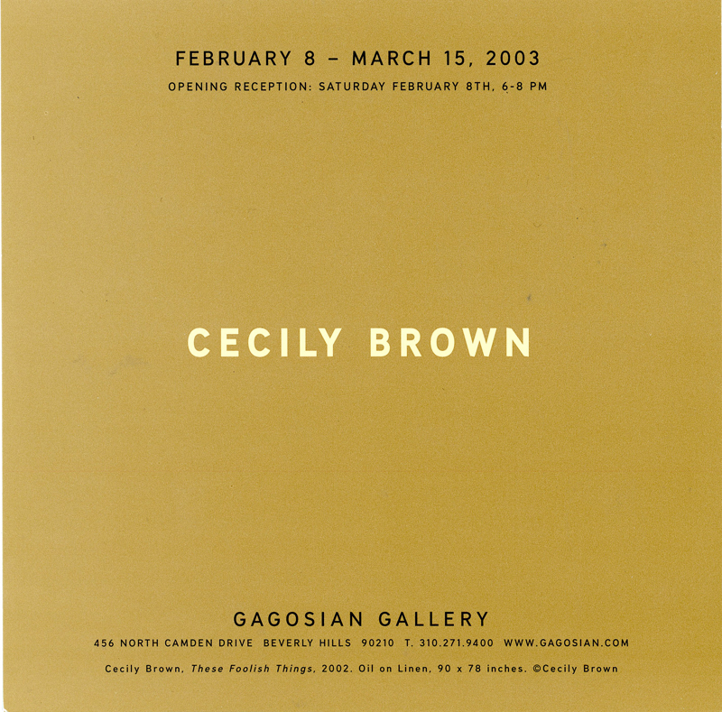 Gallery 98 | Cecily Brown, “These Foolish Things” (2002), Card ...