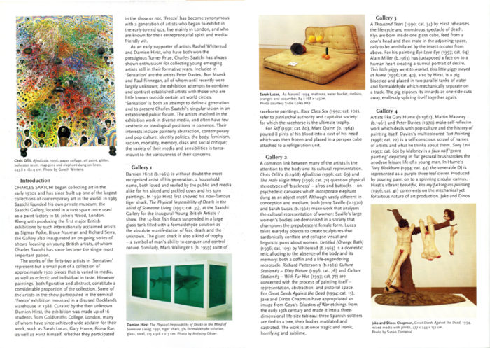 Gallery 98 | Sensation: Young British Artists From The Saatchi Collection, Three-Fold Pamphlet ...