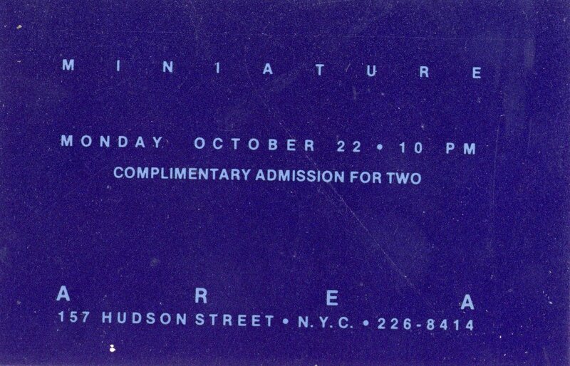 Gallery 98 | AREA Nightclub, Miniature, Small Invite Printed on ...