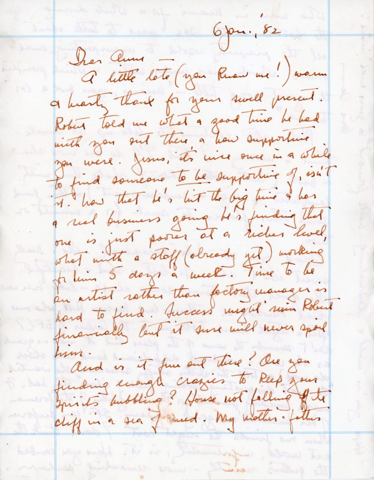 Gallery 98 | Letters and Ephemera: Anne MacDonald, Sam Wagstaff, Robert ...