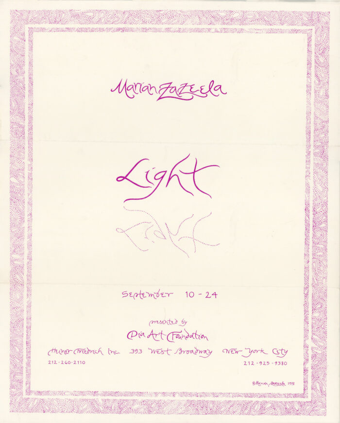 Gallery 98 | Marian Zazeela, Light, Dia Art Foundation, Folded Poster, 1978
