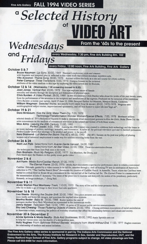 Gallery 98 | Group Show, A Selected History of Video Art: From the 60’s ...