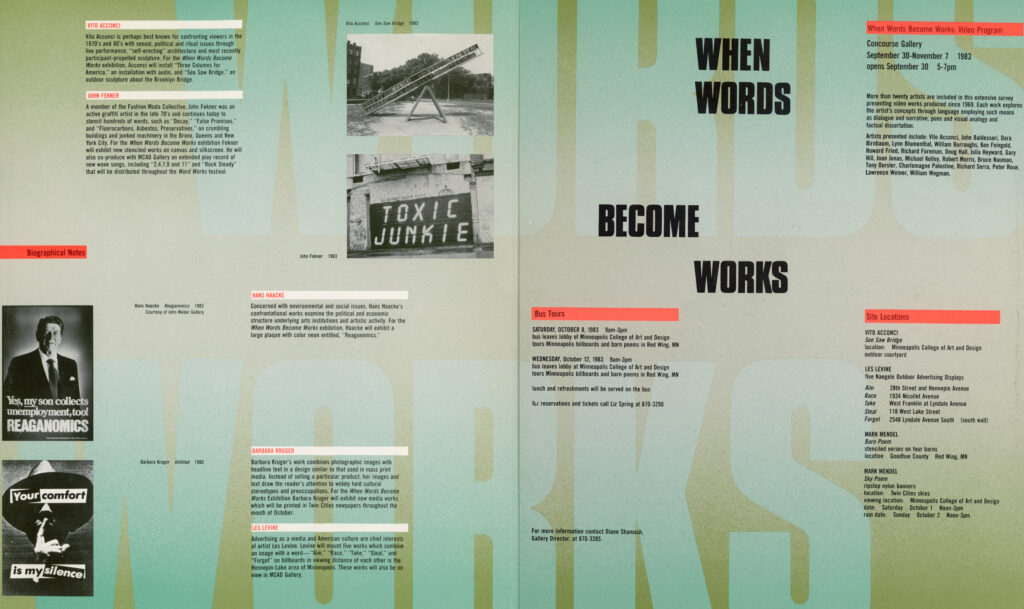 Gallery 98 | When Words Become Works, Group Show with Vito Acconci ...