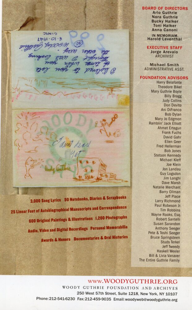 Gallery 98 | Woody Guthrie, The Woody Guthrie Foundation and Archives, Folded Pamphlet with ...