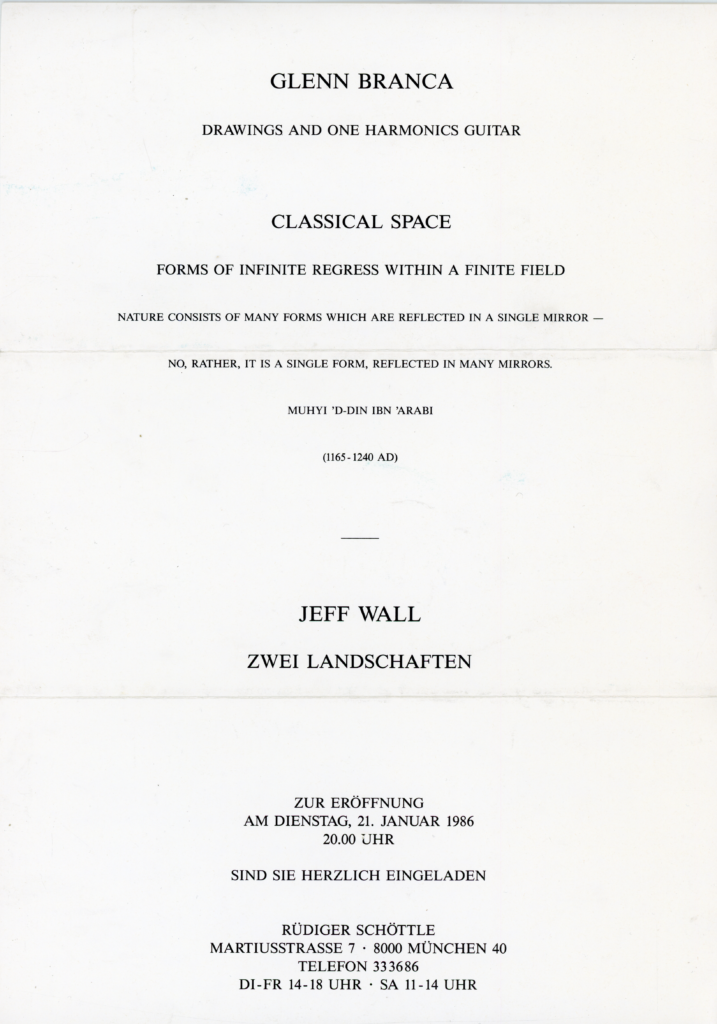 Gallery 98 | TR3, Glenn Branca, Jeffrey Lohn, Shortpieces, Video ...