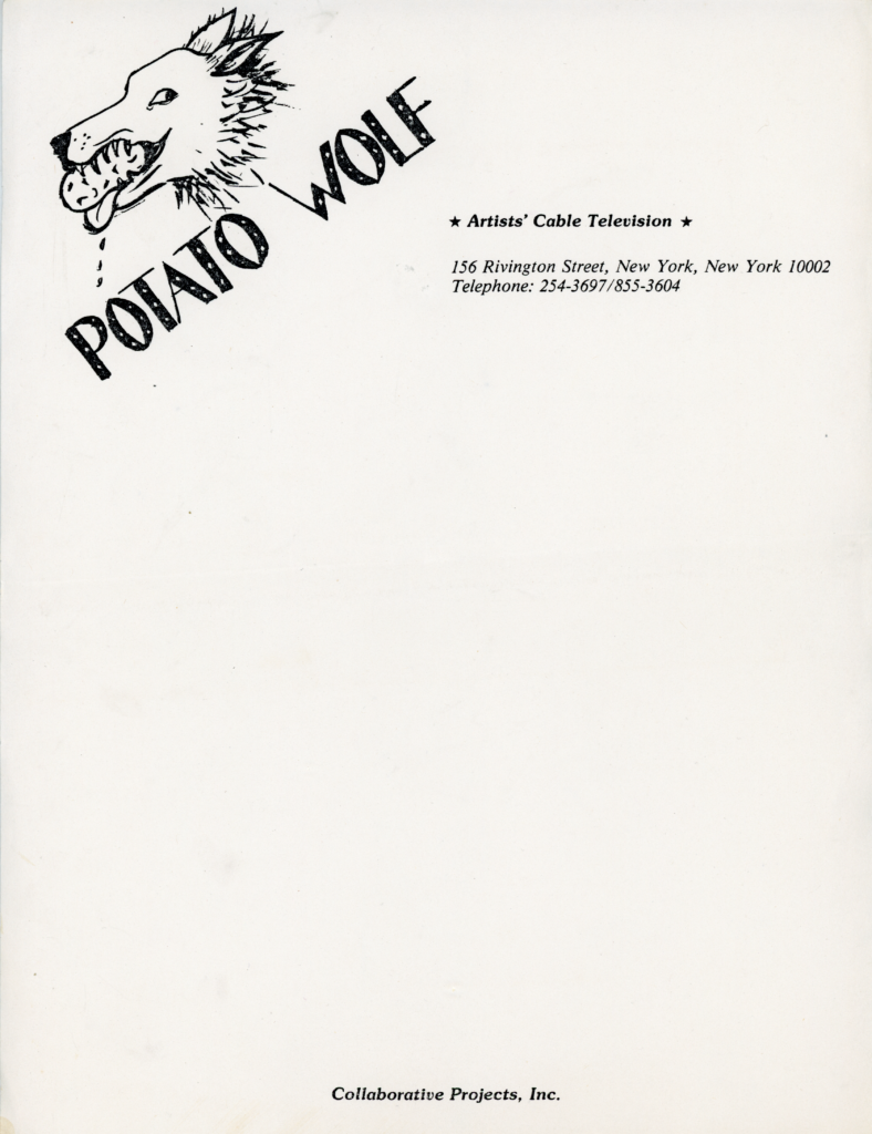 Gallery 98 | Potato Wolf Letterhead, Artists’ Cable Television: a Colab ...