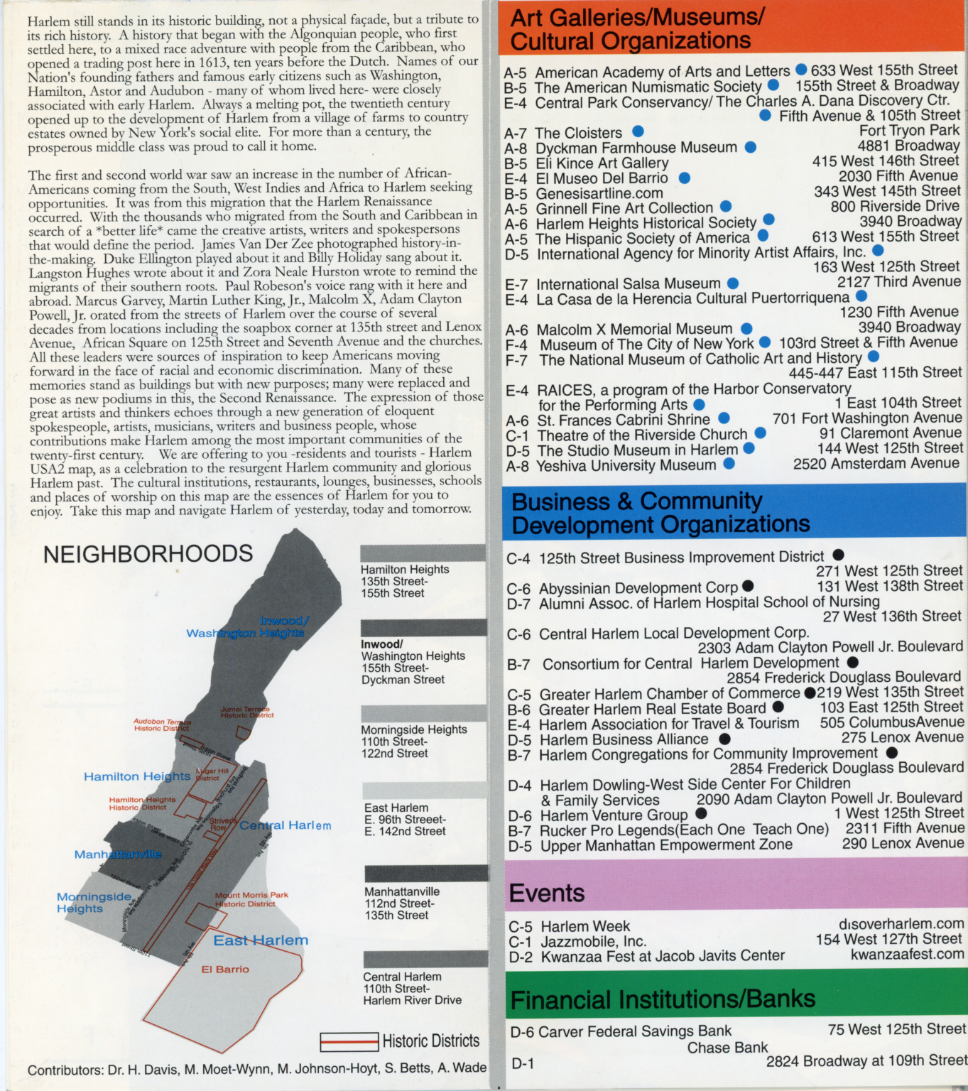 Gallery 98 | Harlem USA Tourist Map: Harlem & Upper Manhattan, Folded ...