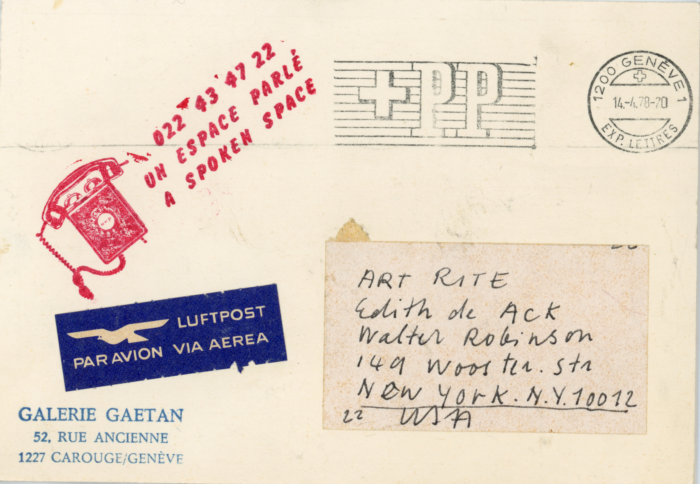 Gallery 98 | Diego Cortez, Ben Vautier, Joyce Cutler Shaw, A Spoken Space, Galerie Gaetan ...