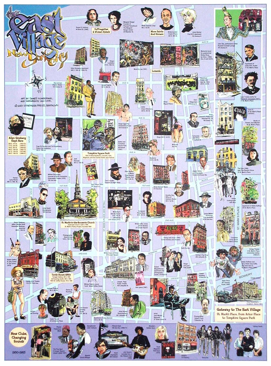 Gallery 98 | East Village Map and Walking Tour, Art by James Romberger ...